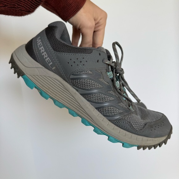 Merrell | Shoes | Merrell Grey Blue Wildwood Trail Hiking Shoes Tennis ...